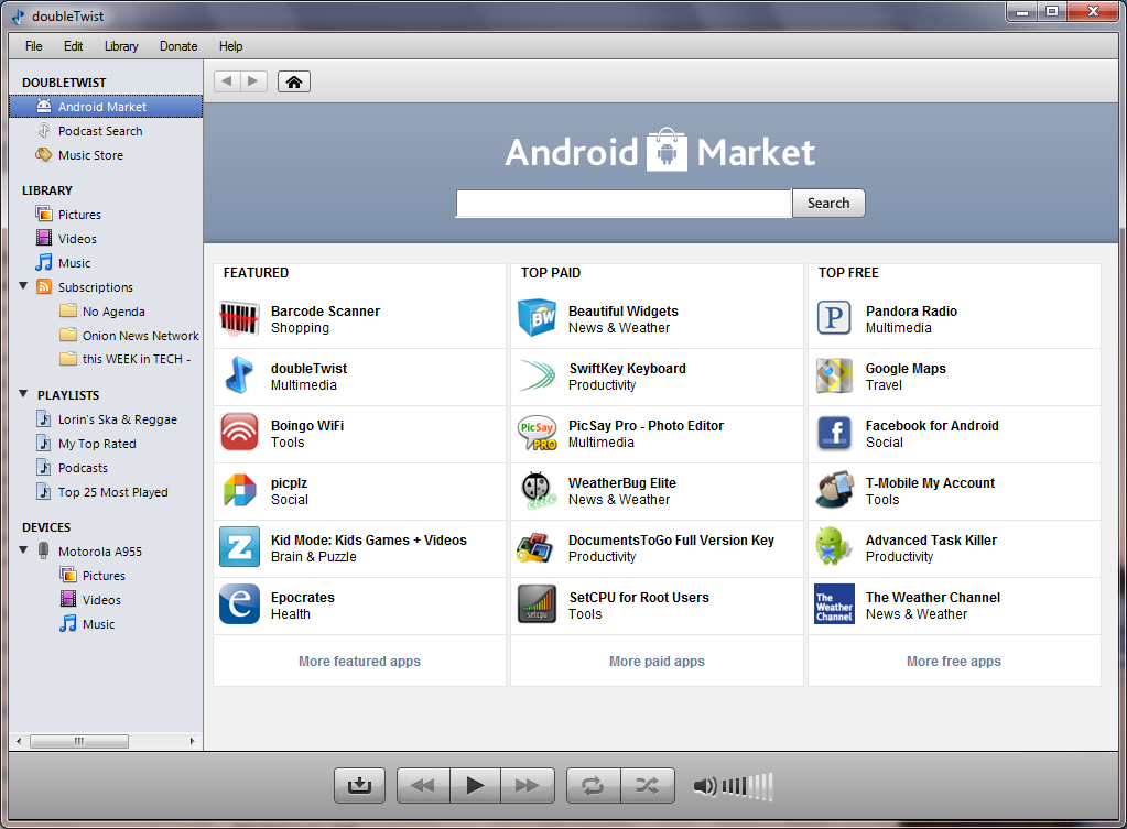 DoubleTwist = Android Sync + Markets - Lobo Strategies